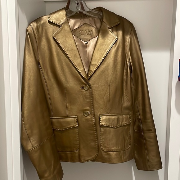 CAbi | Jackets & Coats | Vintage Cabi 0 Leather Gold Jacket | Poshmark